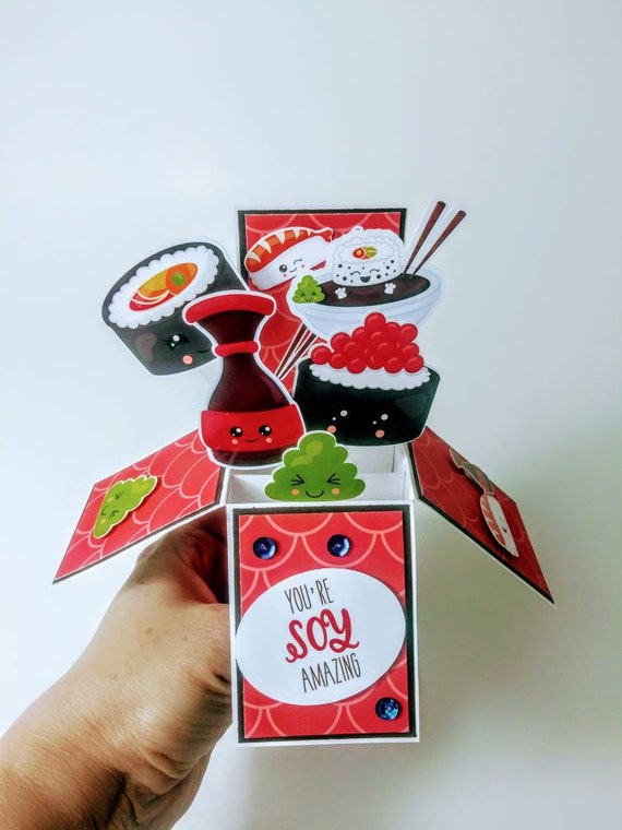Sushi Lovers Pop up Card Sushi Card Kawaii Sushi Card Card | Etsy