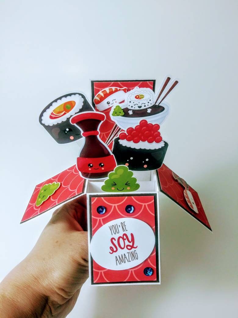 Sushi Lovers Pop up Card Sushi Card Kawaii Sushi Card Card - Etsy