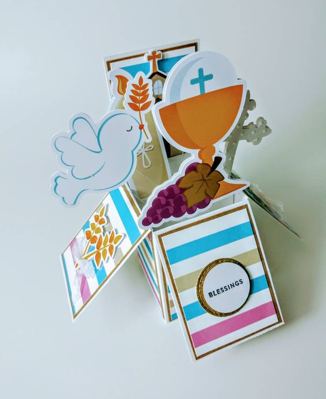 First Communion Card, Pop up Card First Communion, Girl First Communion ...