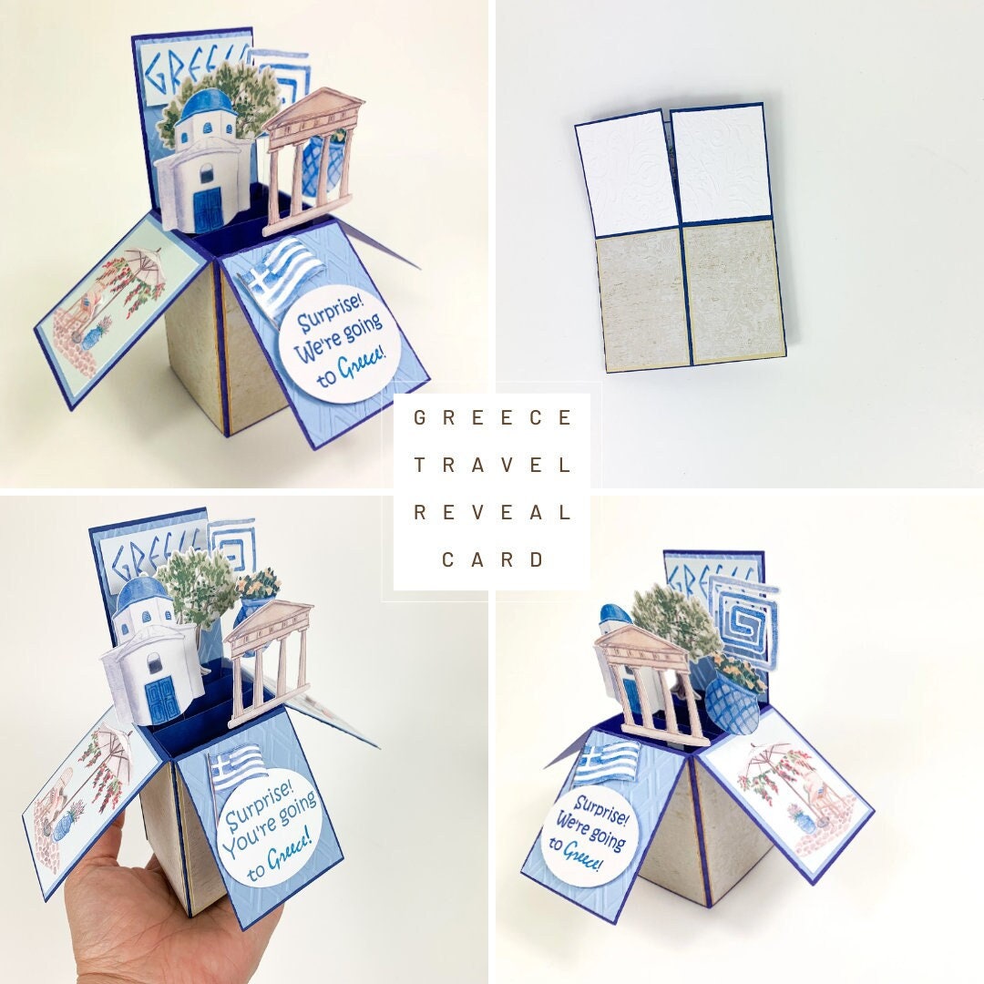 Greece Travel Reveal Pop up Card, Pop up Card Greece, Travel Reveal ...