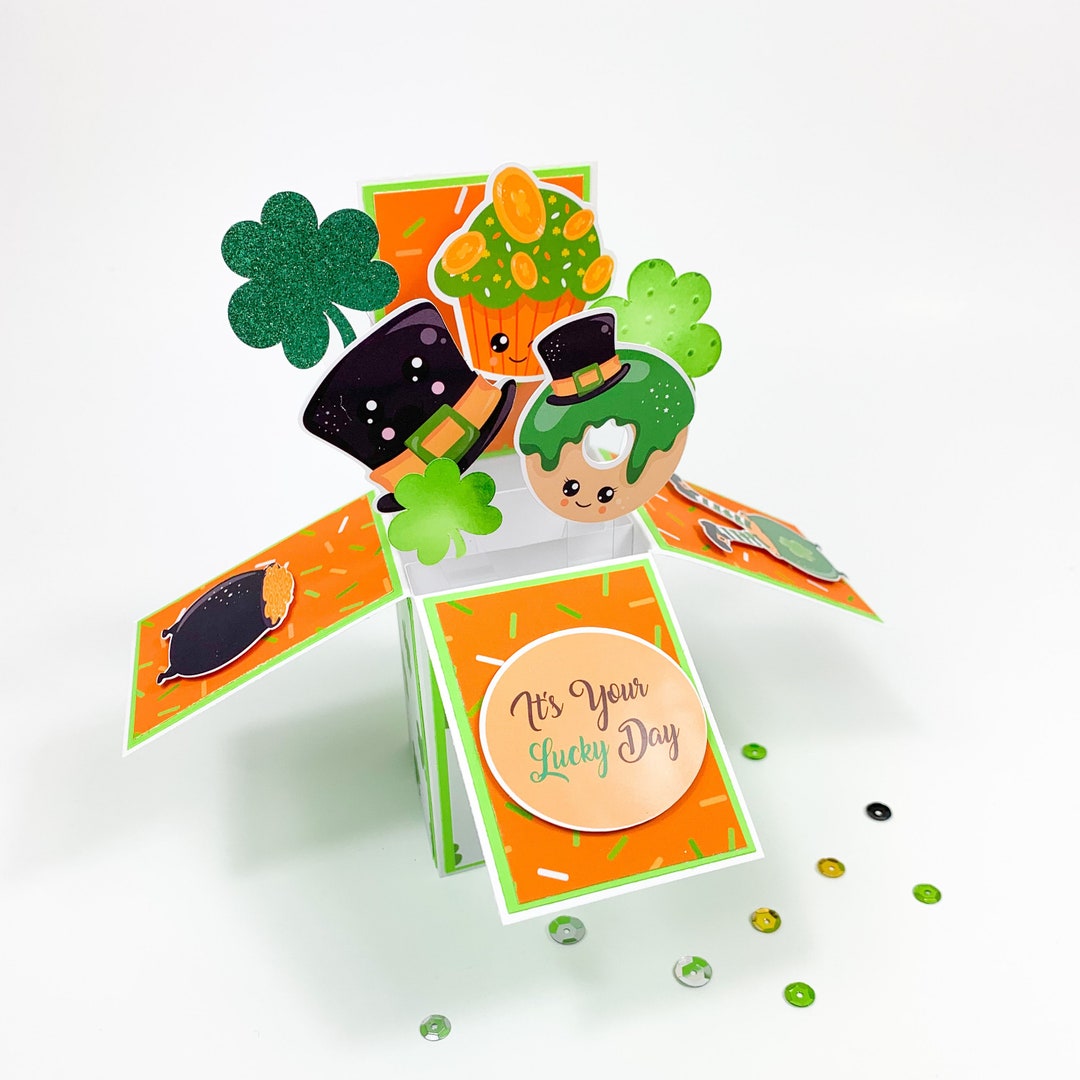 St Patricks Day Birthday Card, Pop up Card St Patrick, Birthday Card ...
