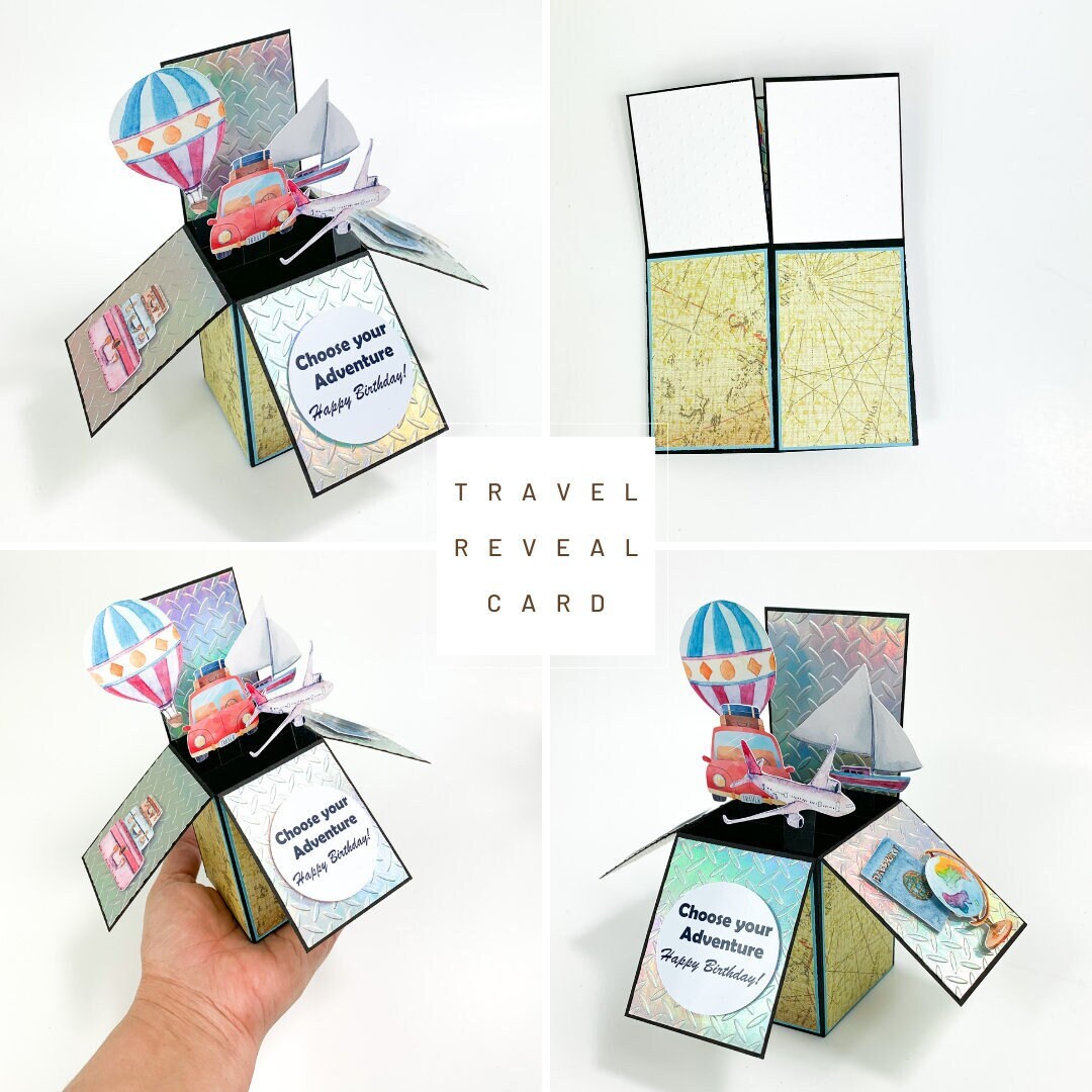 Travel Reveal Card, Choose Your Adventure Card, Birthday Card, Travel ...