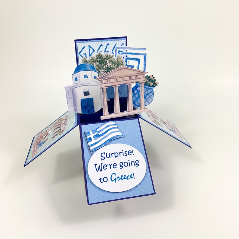 Greece Travel Reveal Pop up Card Pop up Card Greece Travel - Etsy
