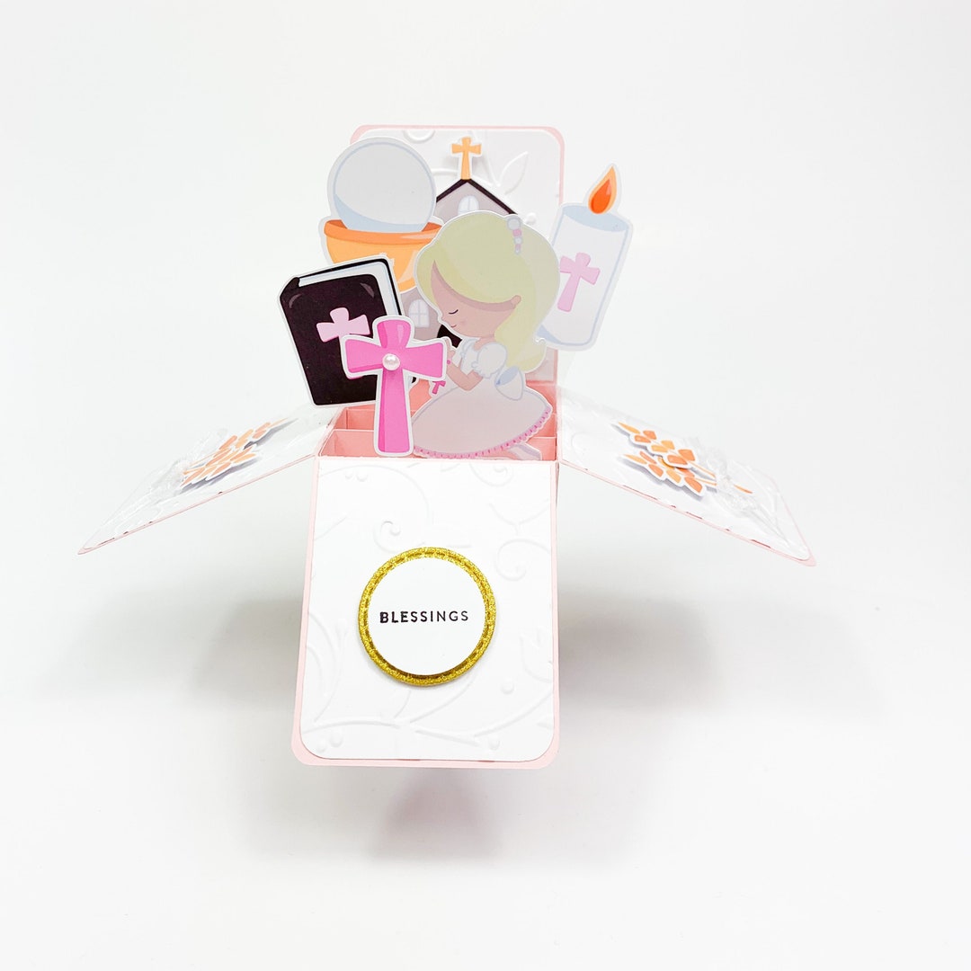 First Communion Card, Pop up Card First Communion, Girl First Communion ...