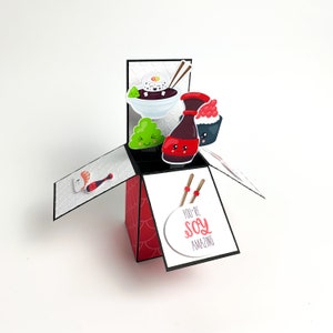 Sushi Lovers Pop up Card, Sushi Card, Kawaii Sushi Card, Card in a Box ...
