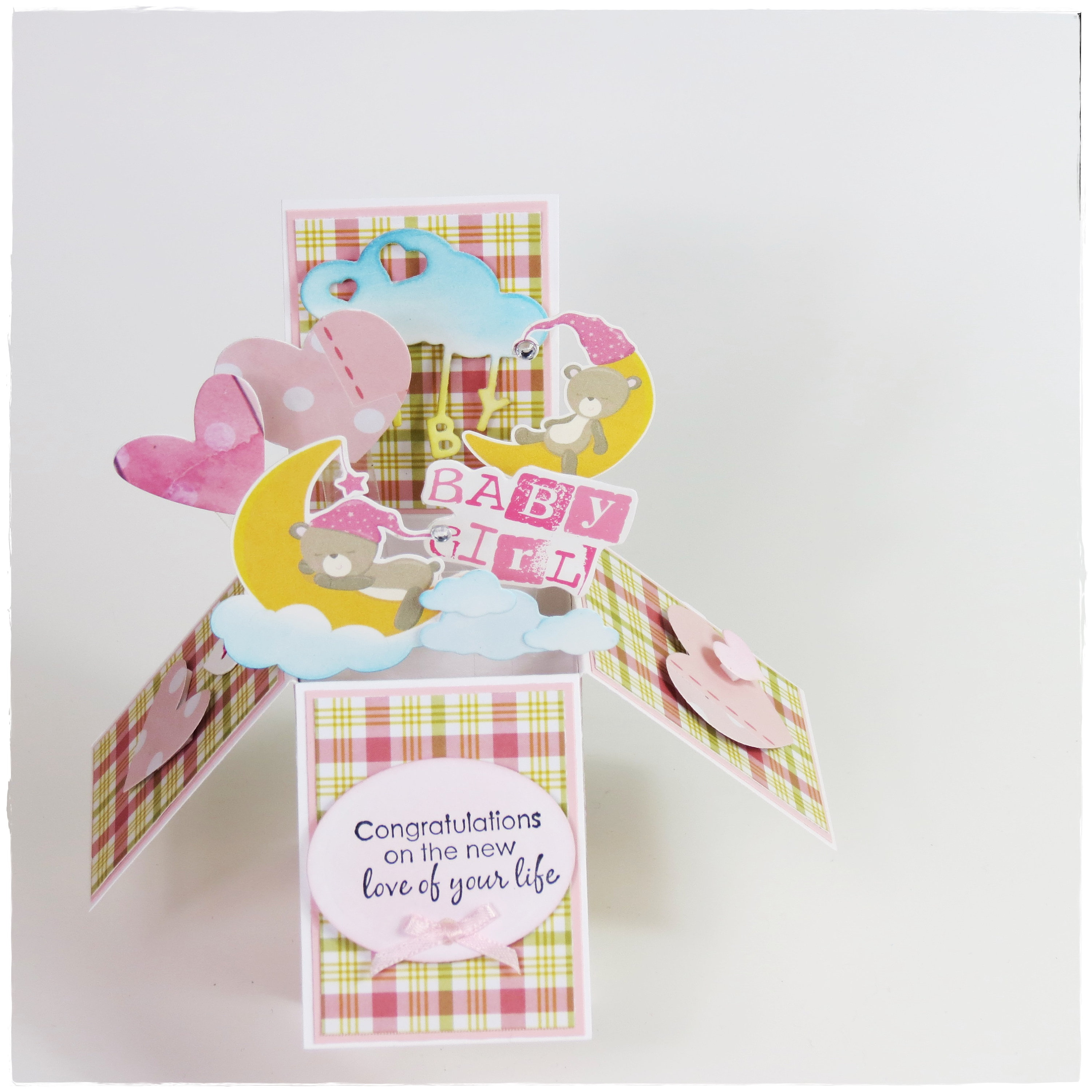Baby girl pop up card card in a box baby girl card box | Etsy