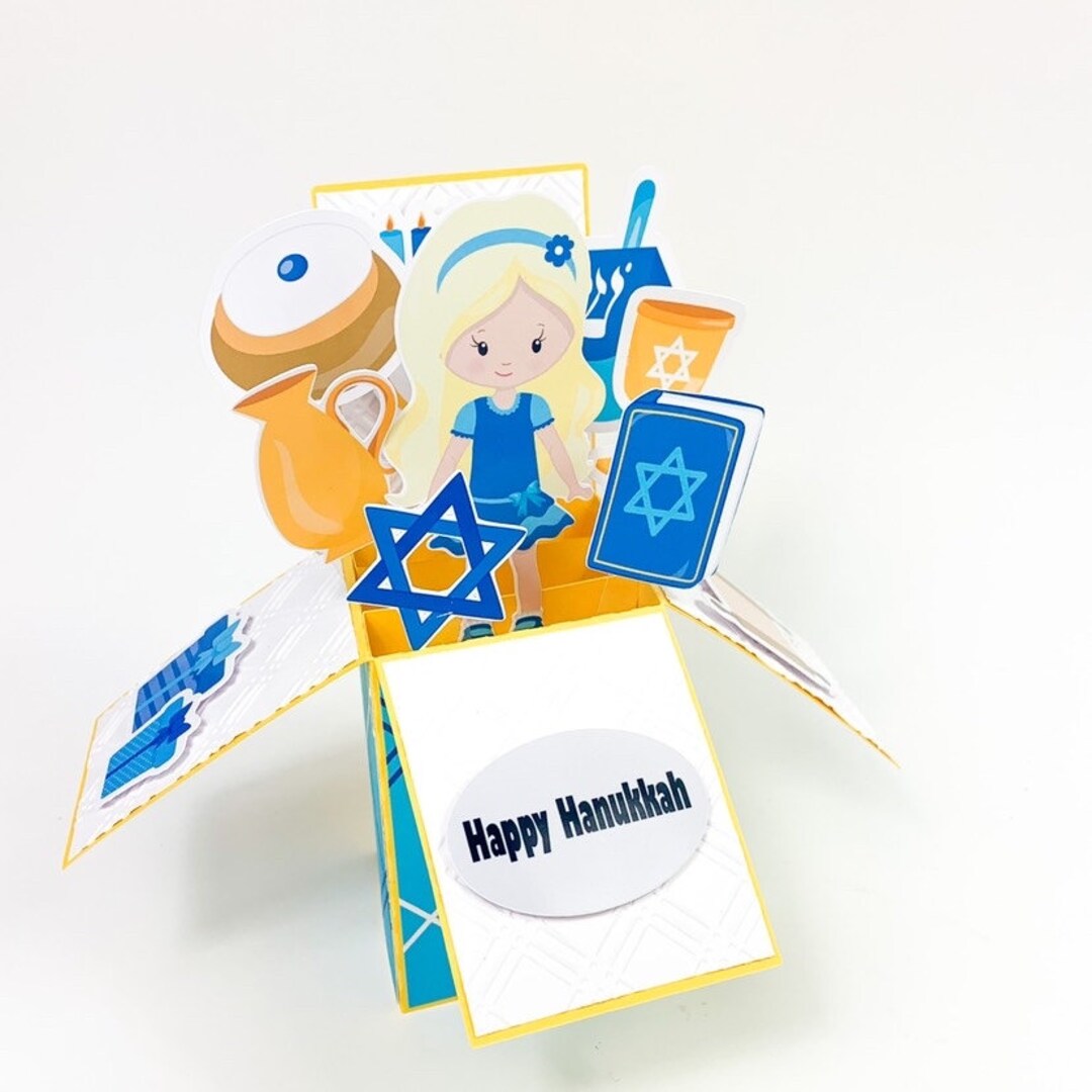 Hanukkah Pop up Card, Pop up Card Girl, Hanukkah Card, Box Card ...