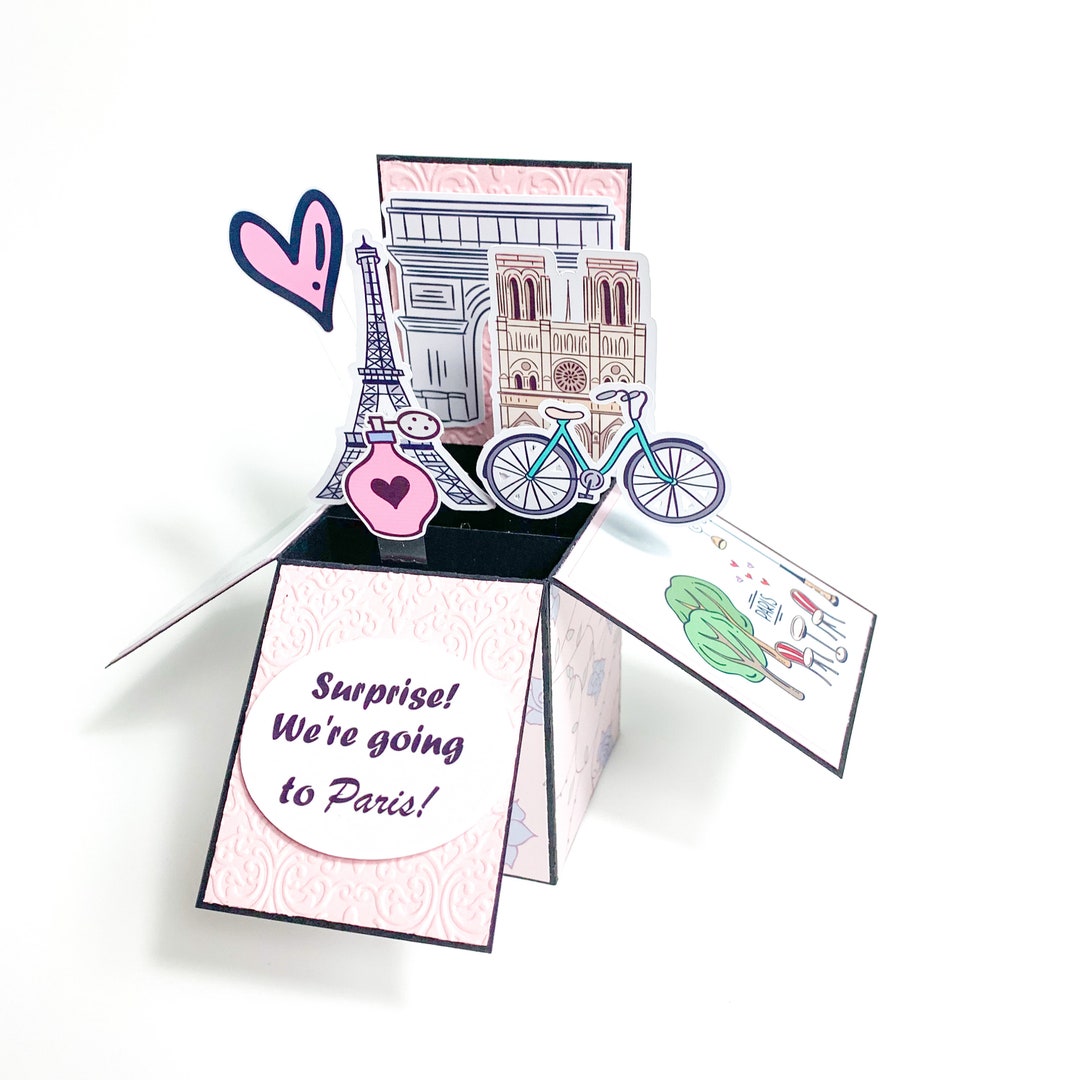 Paris Travel Pop up Card: Surprise Trip Reveal - Etsy