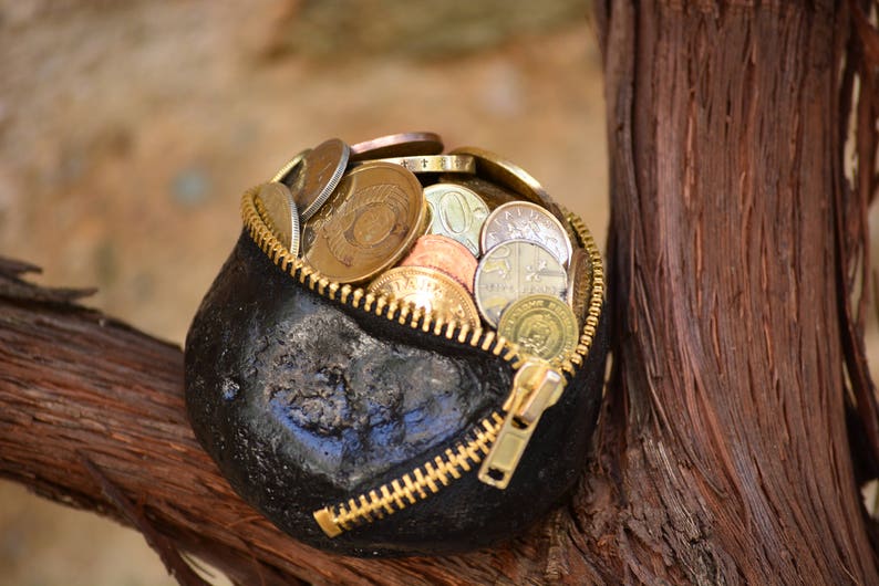 Piedra monedas monedero pisapapeles Lucky paperweight - Etsy España