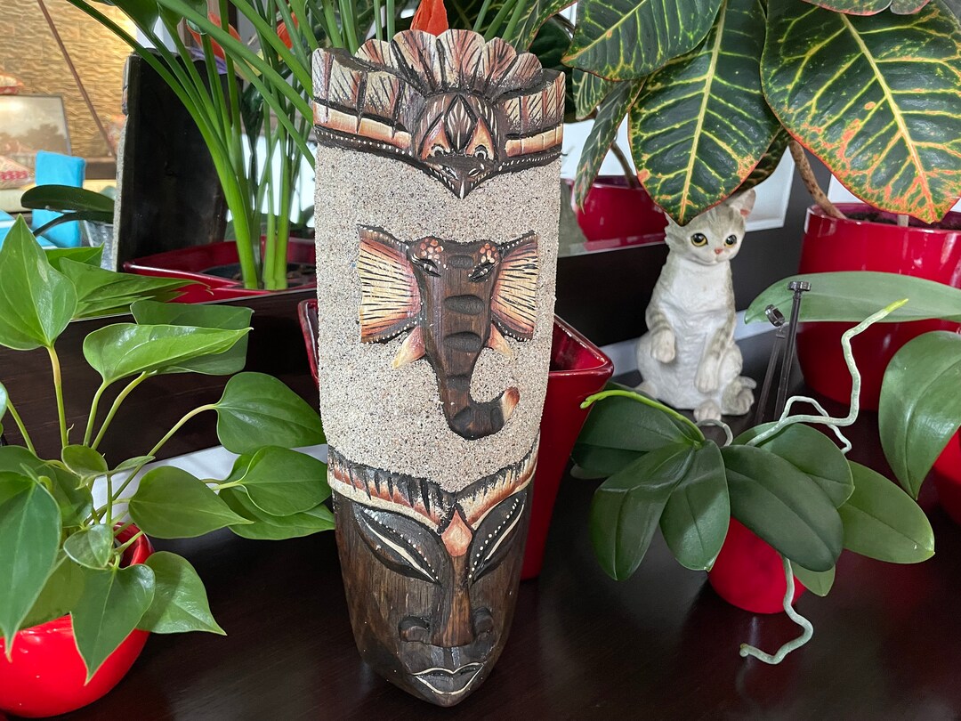 Vintage Elephant Mask,wall Wooden Mask,african Wooden Mask,wooden ...
