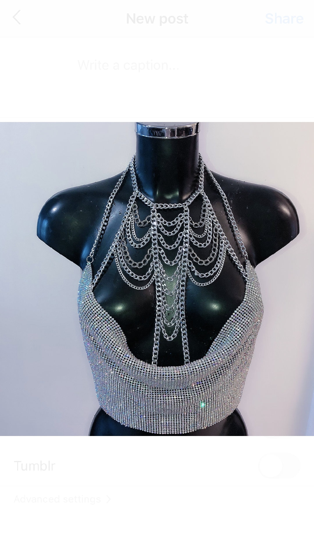 Silver Festival Multi Layered Halter Chain Bodychain Harness Bralet ...