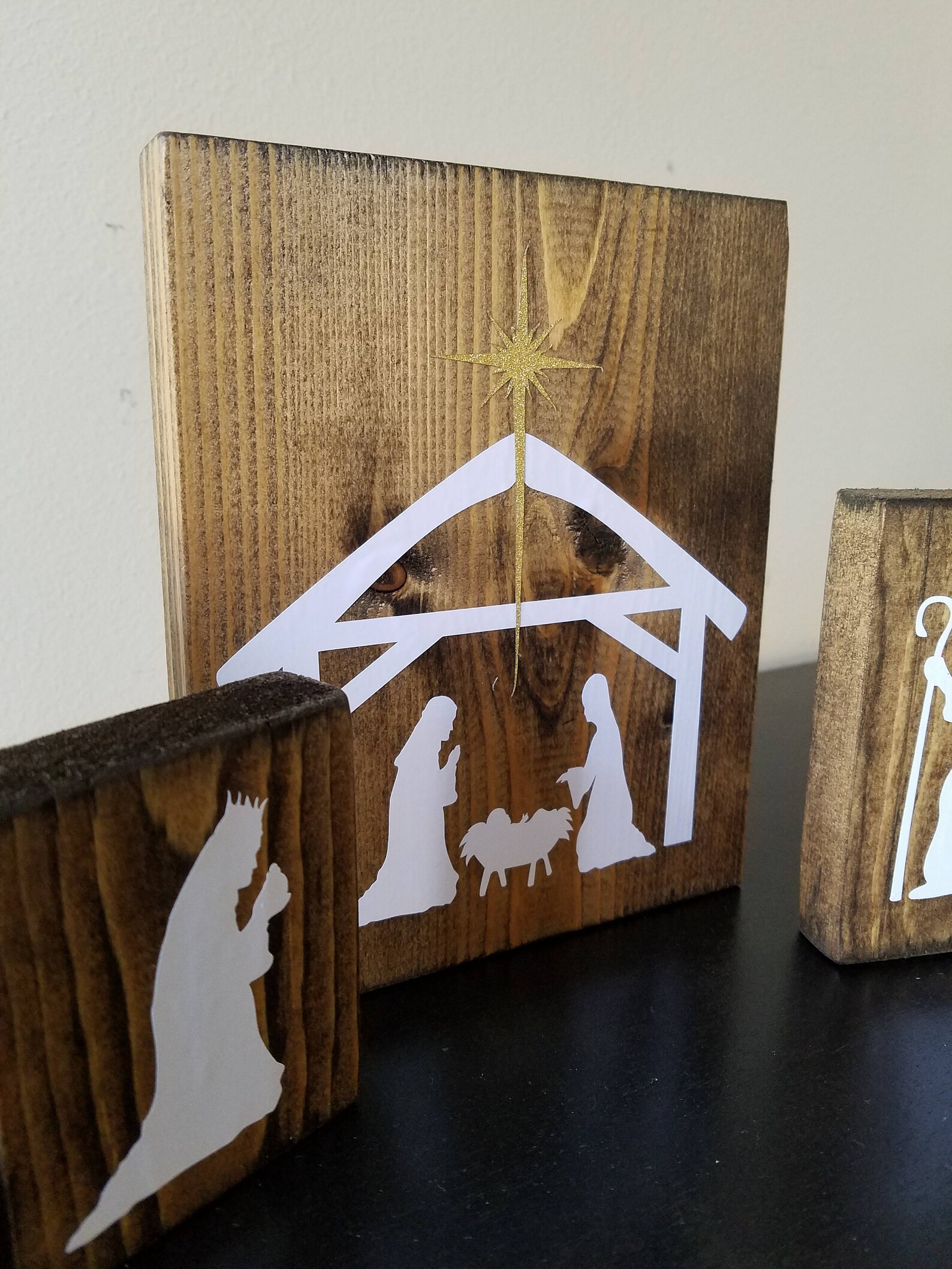 Nativity Set ~ Wooden Nativity Set ~ Wooden Block Nativity ~ Manger Set ...