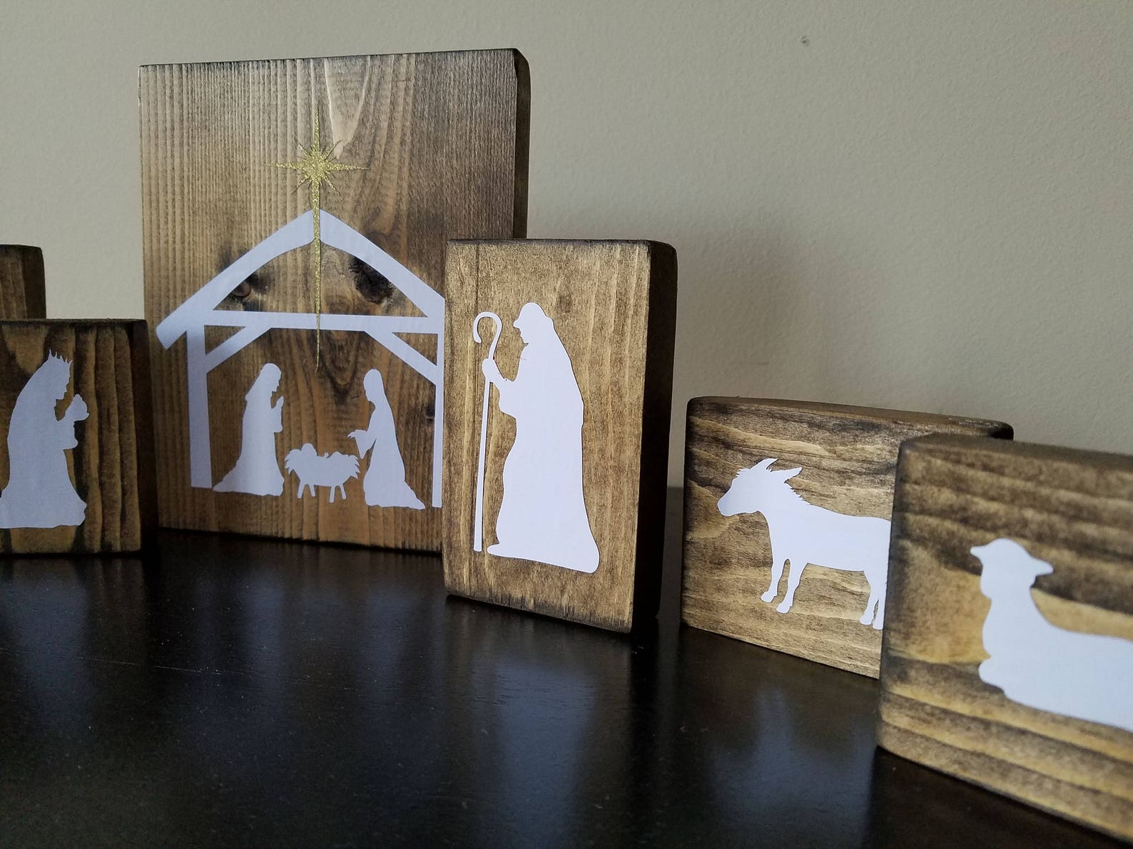 Nativity Set Wooden Nativity Set Wooden Block Nativity | Etsy