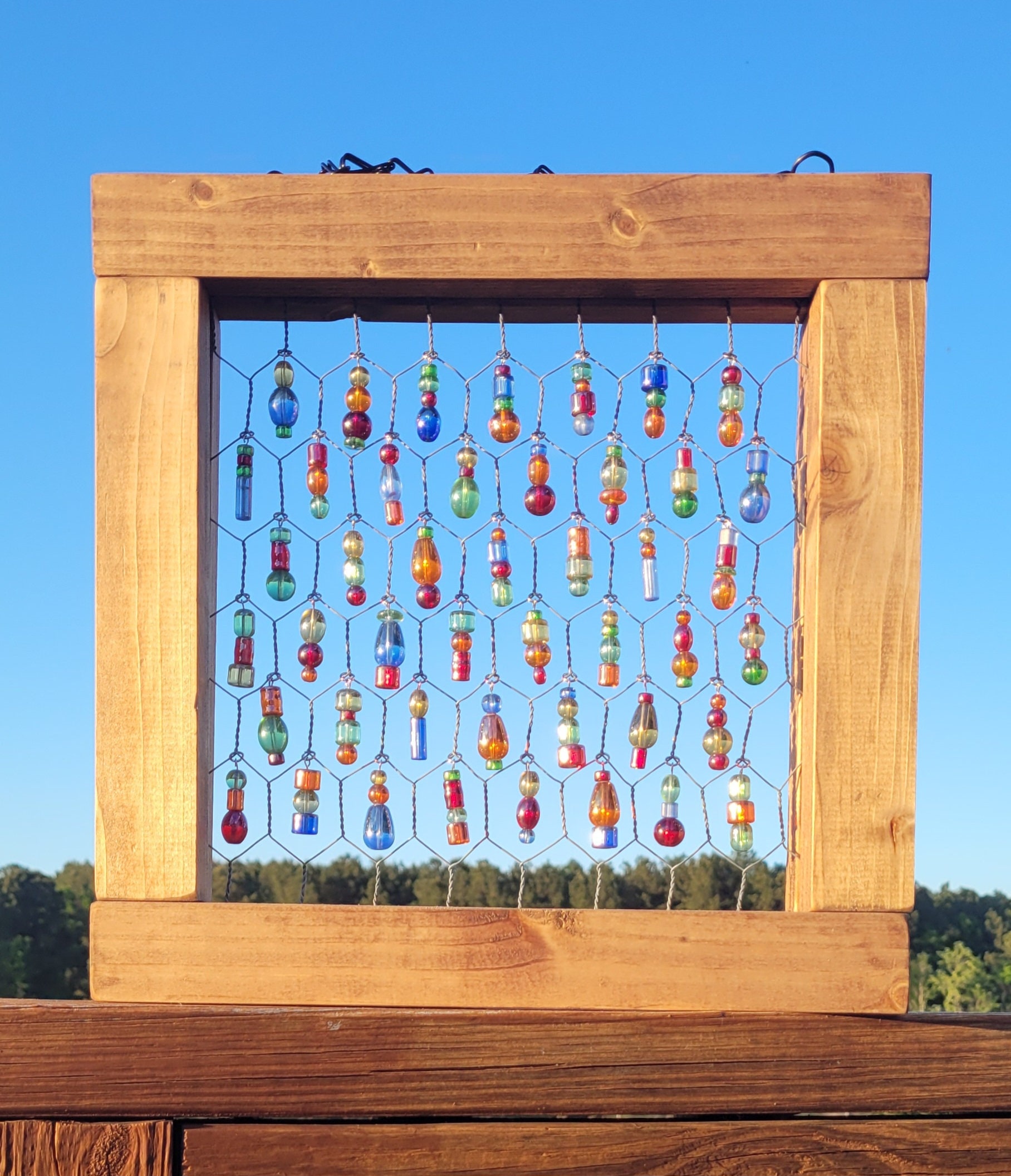 Suncatcher, Chicken Wire Suncatcher, Beaded Suncatcher, Outdoor Decor ...
