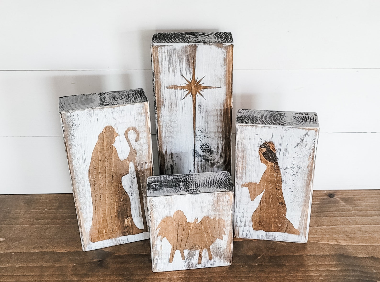 Nativity Set, Wooden Nativity Set, Wooden Block Nativity, Manger Set ...