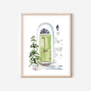 Green Door Art Print - European Door Poster - Door Painting - Travel ...