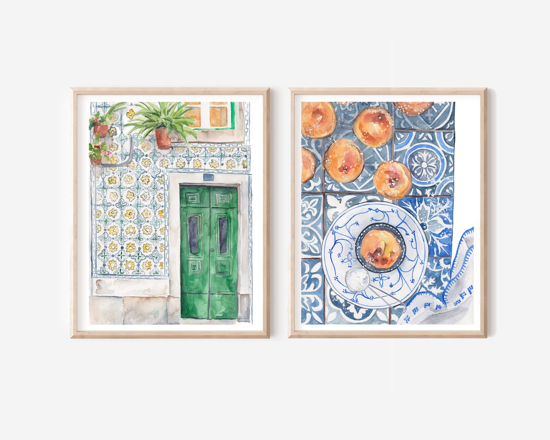 Set of 2 Prints - Portugal Art Print - Pastel De Nata Print - Travel ...