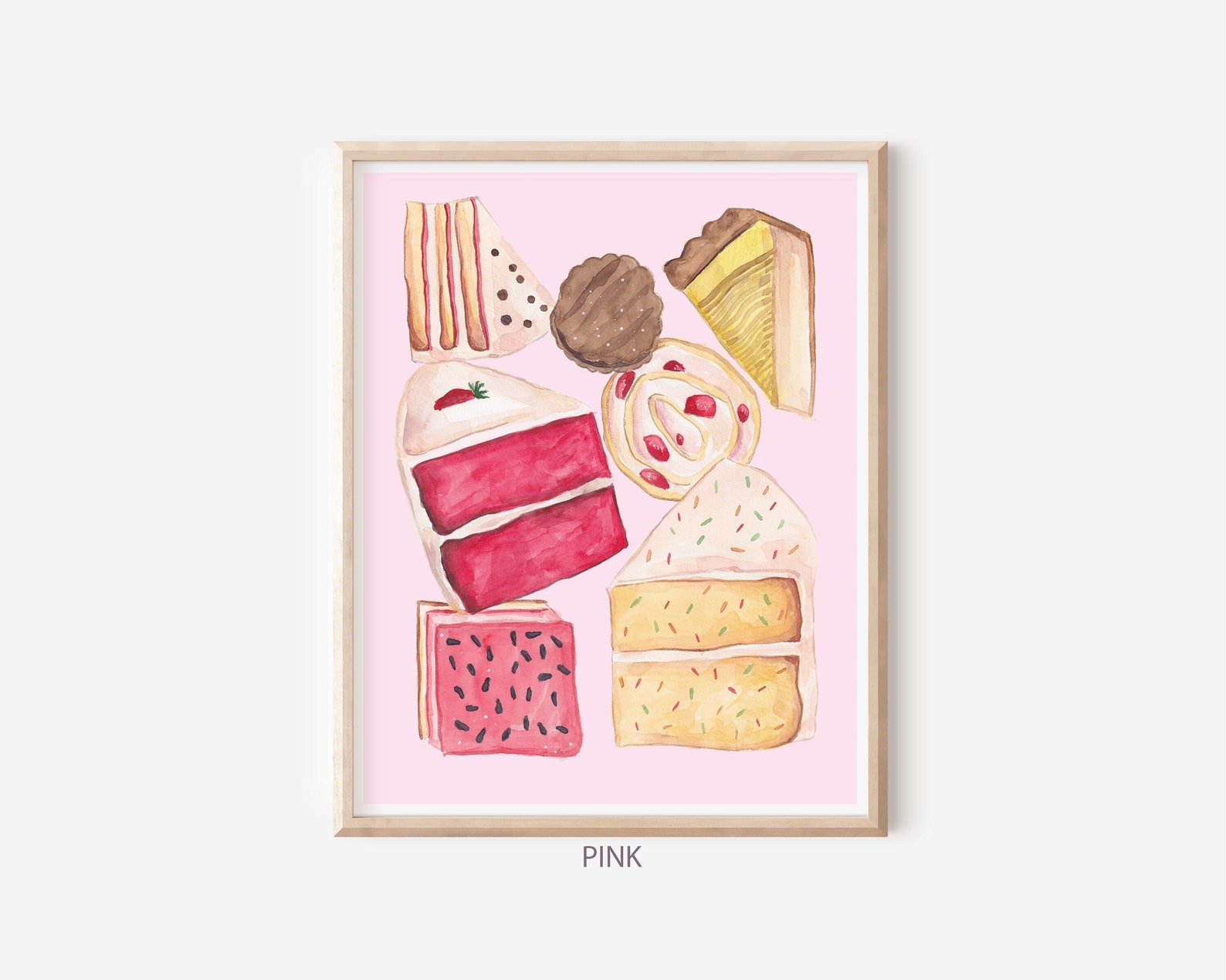 Cake Poster Bakery Art Sweets Print Desserts Art Print Watercolor Food ...