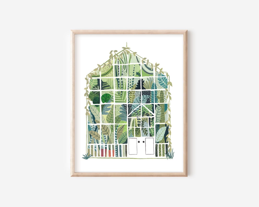 Greenhouse Garden Art Print Plant Poster Botanical Wall Decor Gardening ...