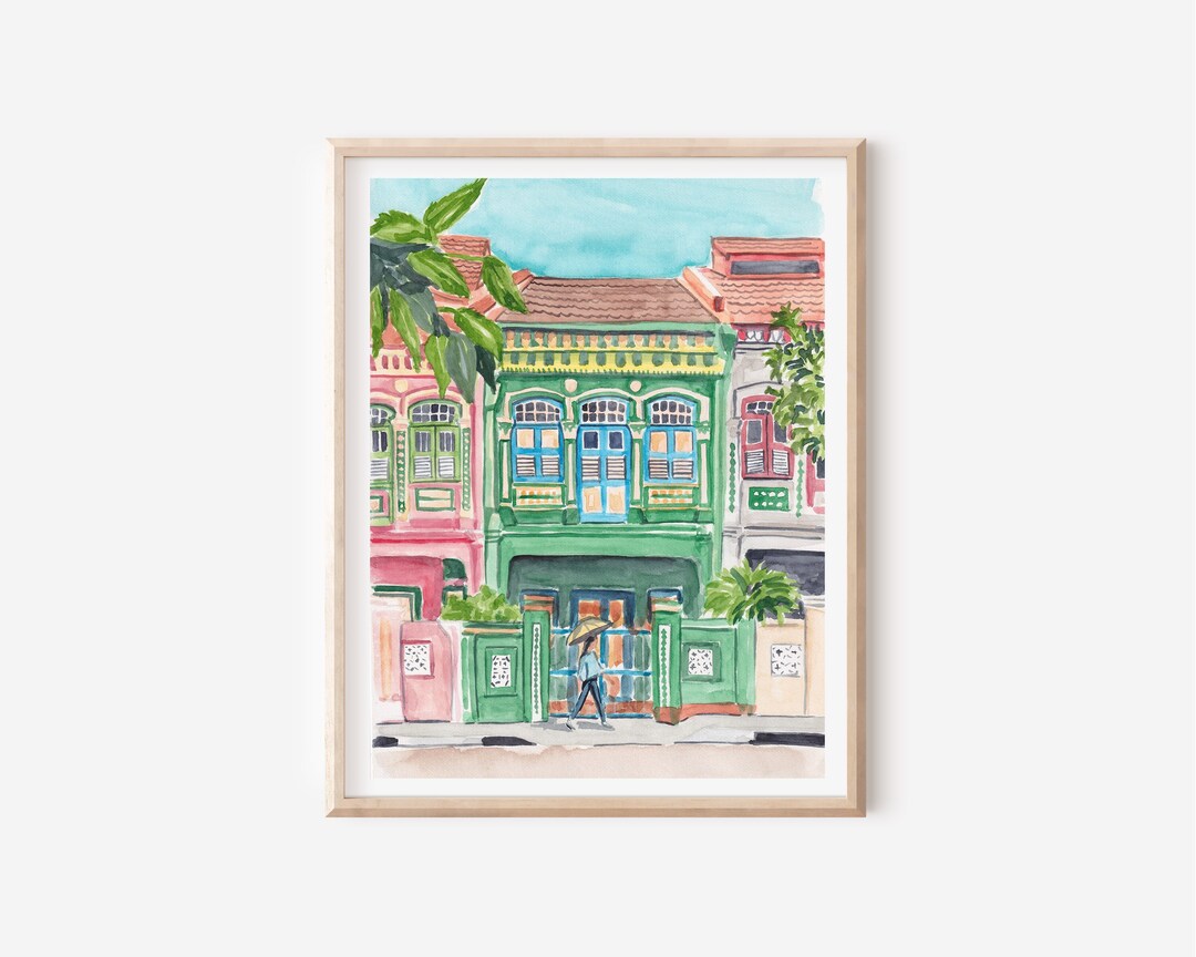 Singapore Print - Peranakan Shophouses - Asia Travel Poster - Joo Chiat ...