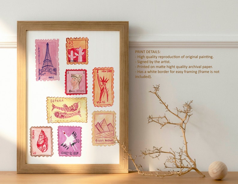 Vintage Stamp Art - Stamp Poster - Grand Millenial Art - Travel Stamp ...