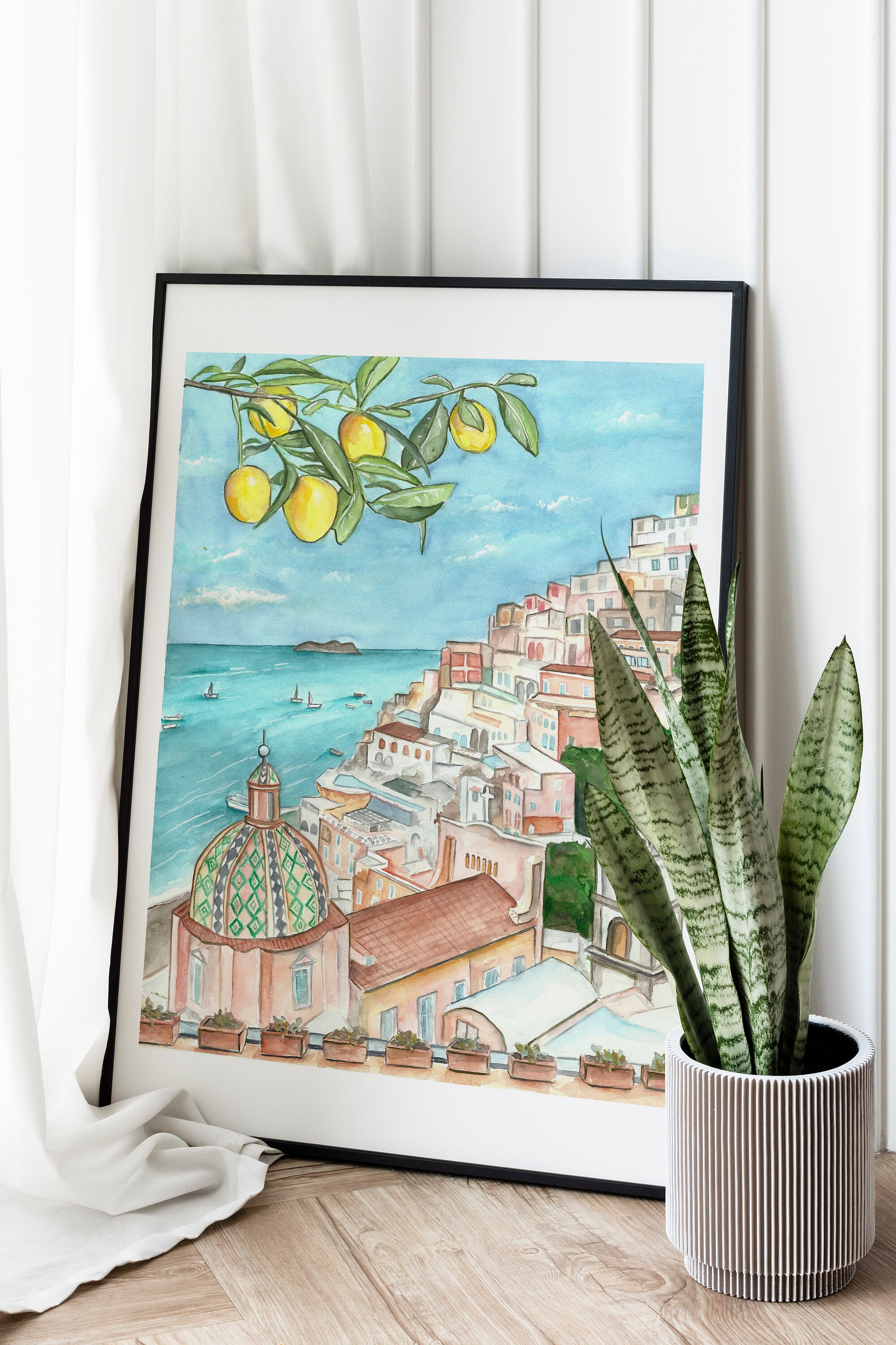 Amalfi Coast Print Italian Poster Italy Travel Poster Mediterranean ...