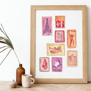 Vintage Stamp Art - Stamp Poster - Grand Millenial Art - Travel Stamp ...