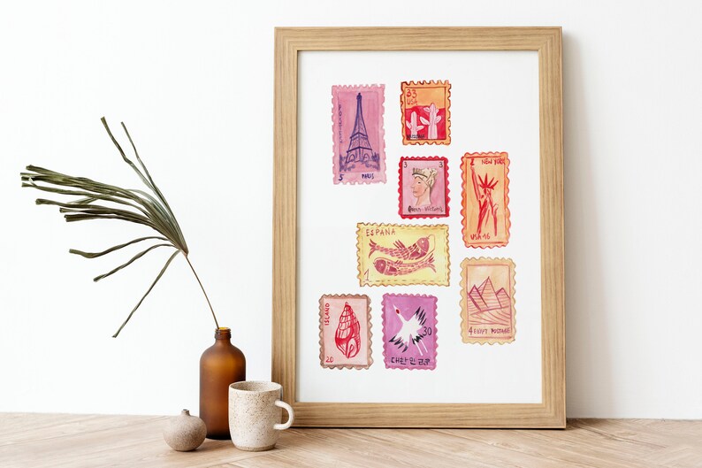Vintage Stamp Art - Stamp Poster - Grand Millenial Art - Travel Stamp ...