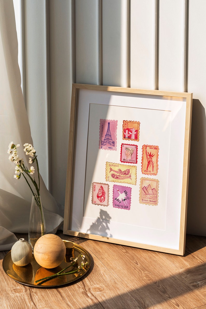 Vintage Stamp Art Stamp Poster Grand Millenial Art Travel Stamp Art ...