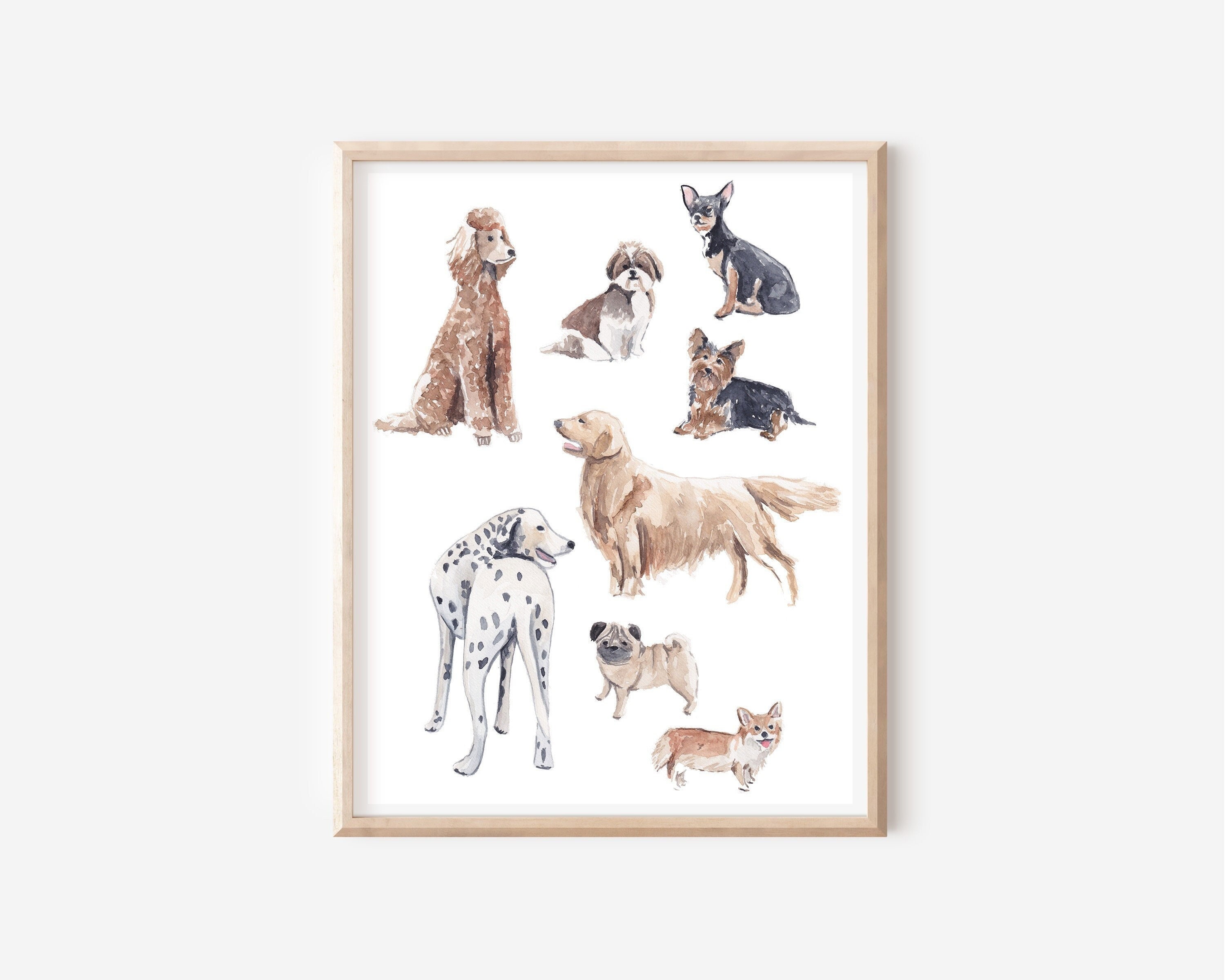 Dog Breeds Poster Dog Art Print Puppy Art Dog Nursery Art Animal Lover ...