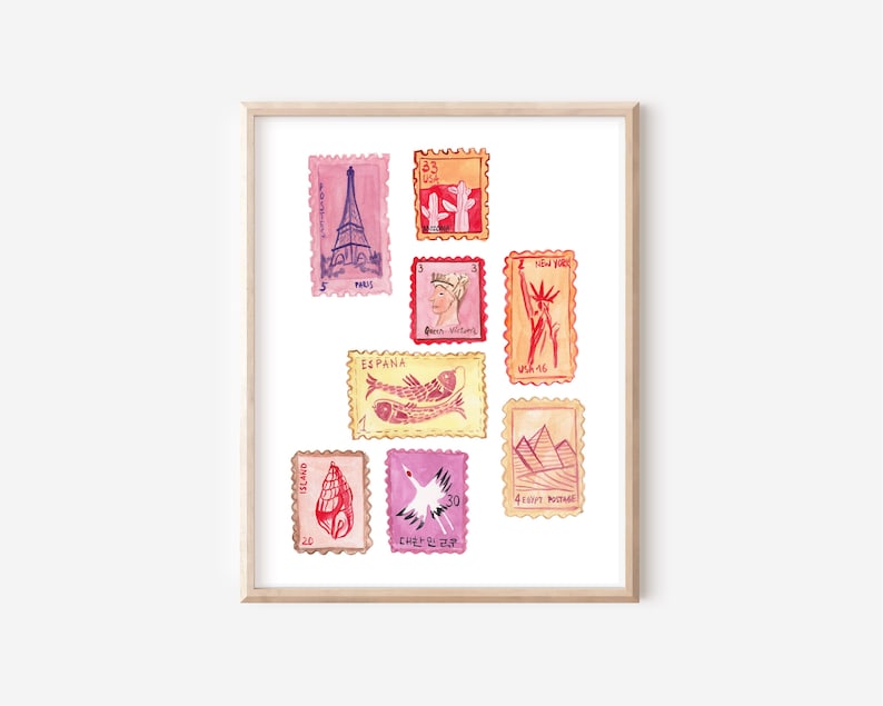 Vintage Stamp Art - Stamp Poster - Grand Millenial Art - Travel Stamp ...