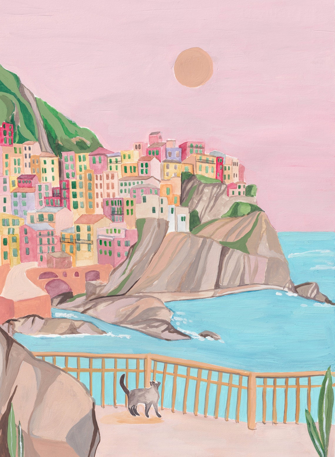 Italy Travel Poster Cinque Terre Print Manarola Wall Decor Vernazza ...