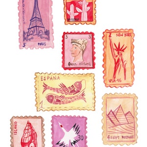 Vintage Stamp Art - Stamp Poster - Grand Millenial Art - Travel Stamp ...