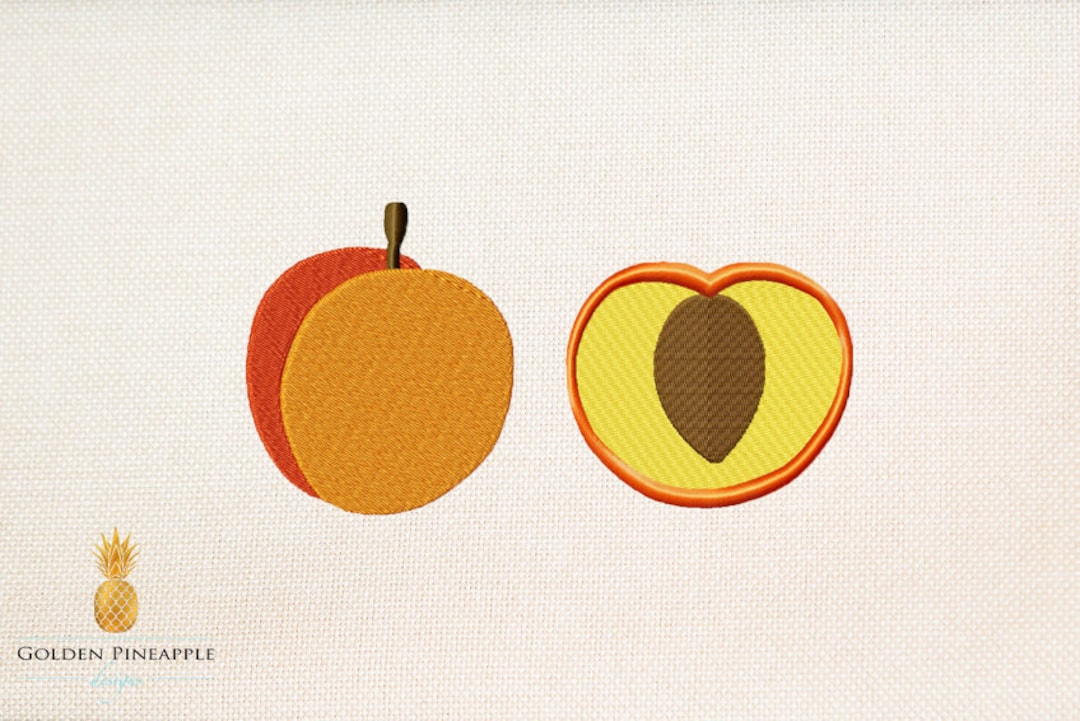 Peach Embroidery Design - Set of 2 - 5 Sizes - Exotic Embroidery Design ...