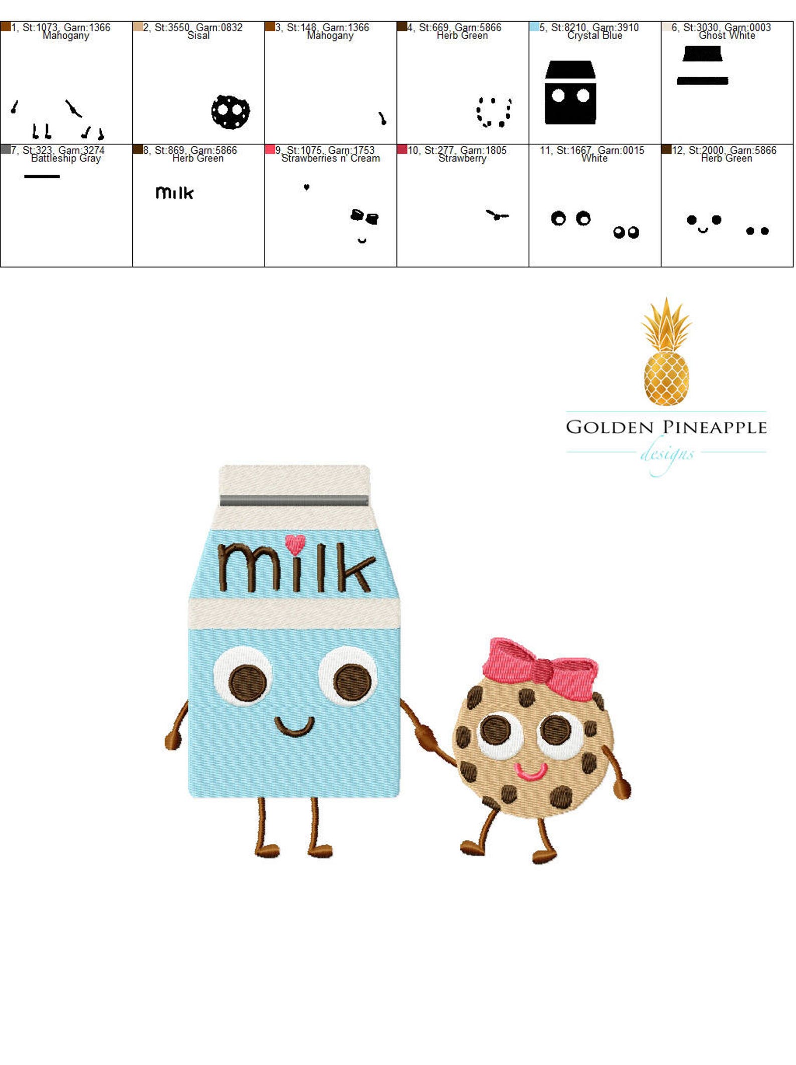 Milk and Cookie Embroidery Design - 3 Sizes - Baby Embroidery Design ...