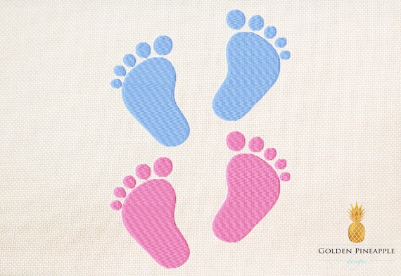 Baby foot embroidery design 6 sizes birth embroidery | Etsy