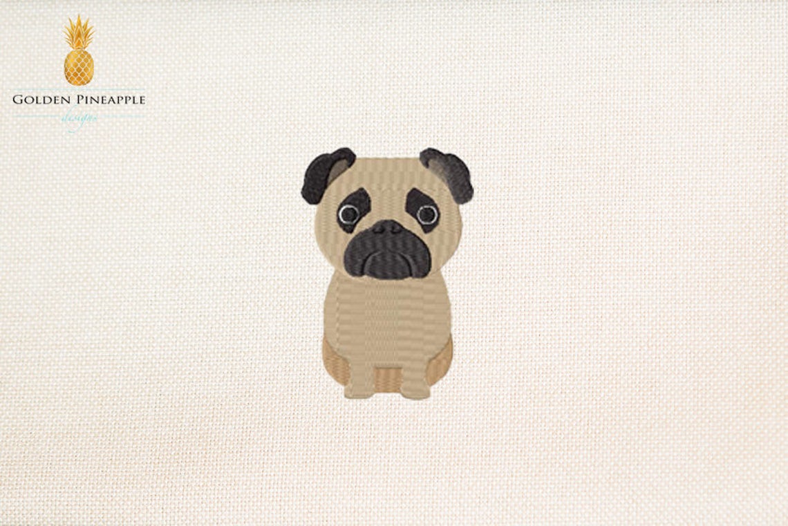 Pug Embroidery Design - 5 Sizes - Dog Embroidery Design - Etsy