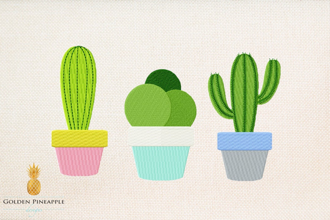 Cactus Embroidery Design - Set of 3 - 6 Sizes - Mini Embroidery Design ...