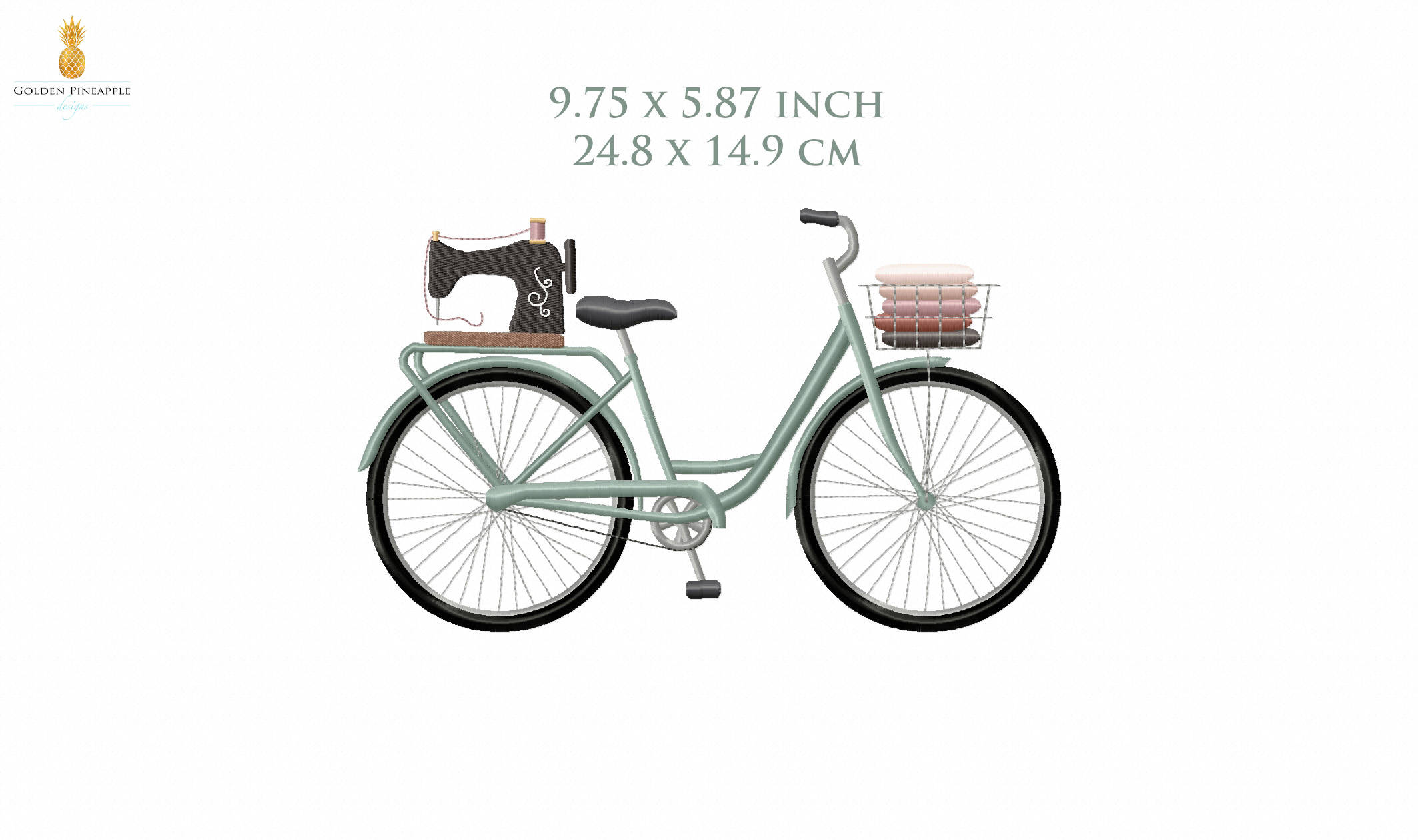 Bicycle With Sewing Machine Embroidery Design - 5 Sizes - Summer ...