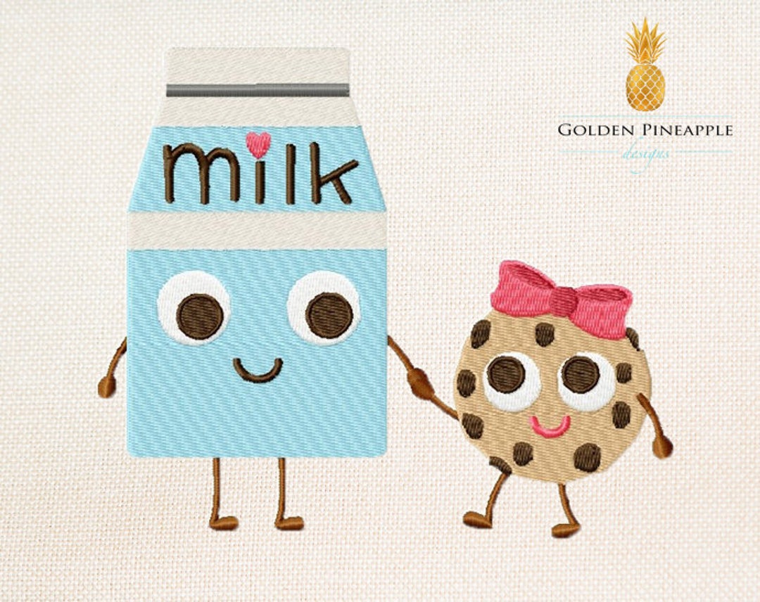 Milk and Cookie Embroidery Design - 3 Sizes - Baby Embroidery Design ...