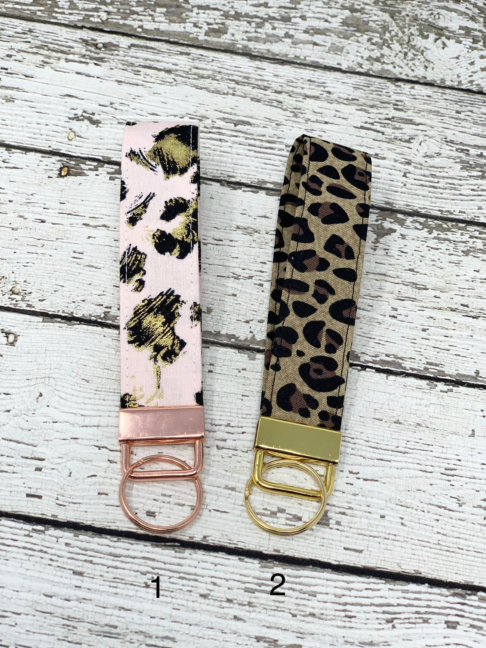 Cheetah Leopard Print Keychain Rose Gold Key Fob Wristlet | Etsy