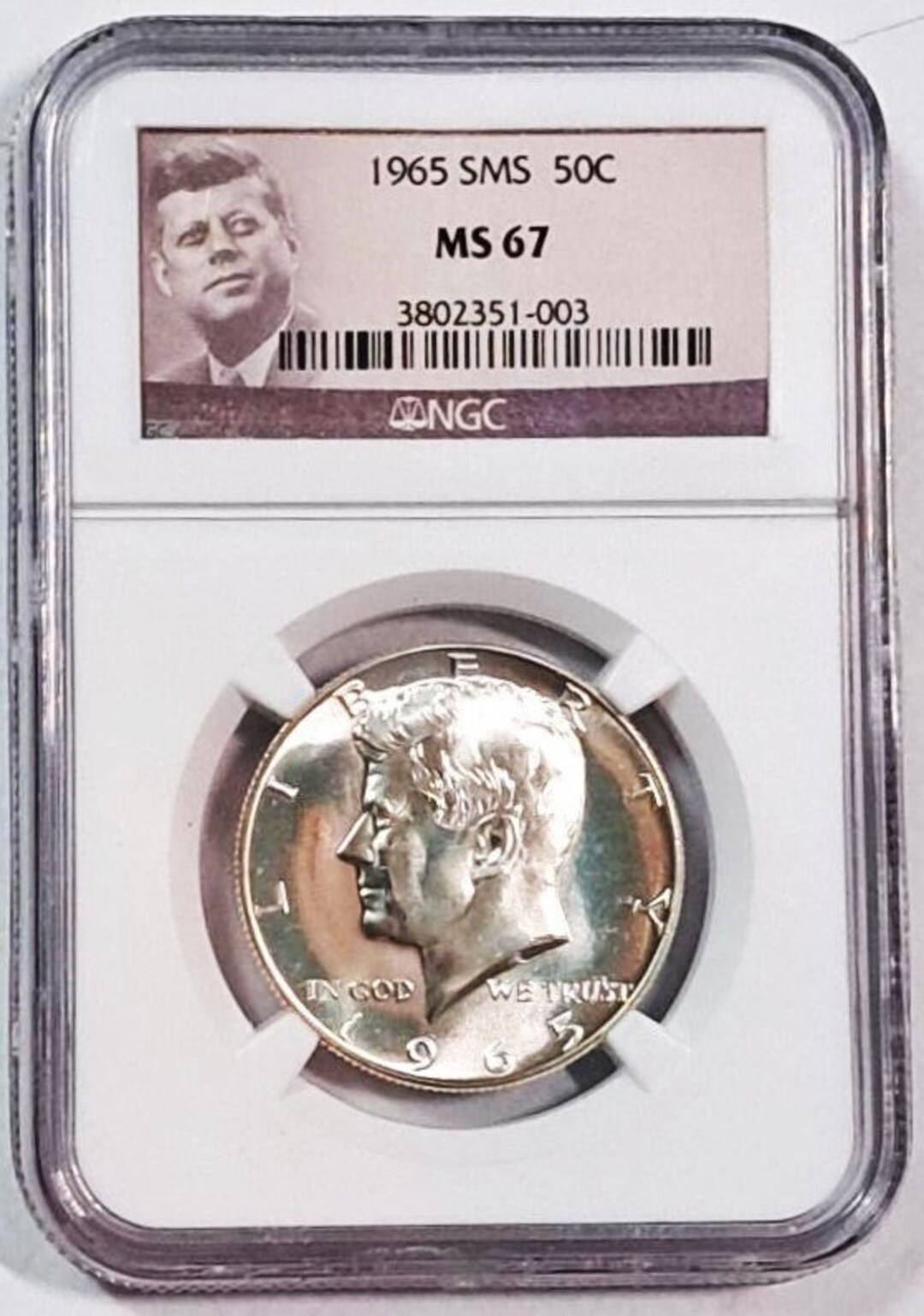 Rare JFK Label MS-67 1965 Kennedy Half SMS Ngc 40 Percent Silver. This ...