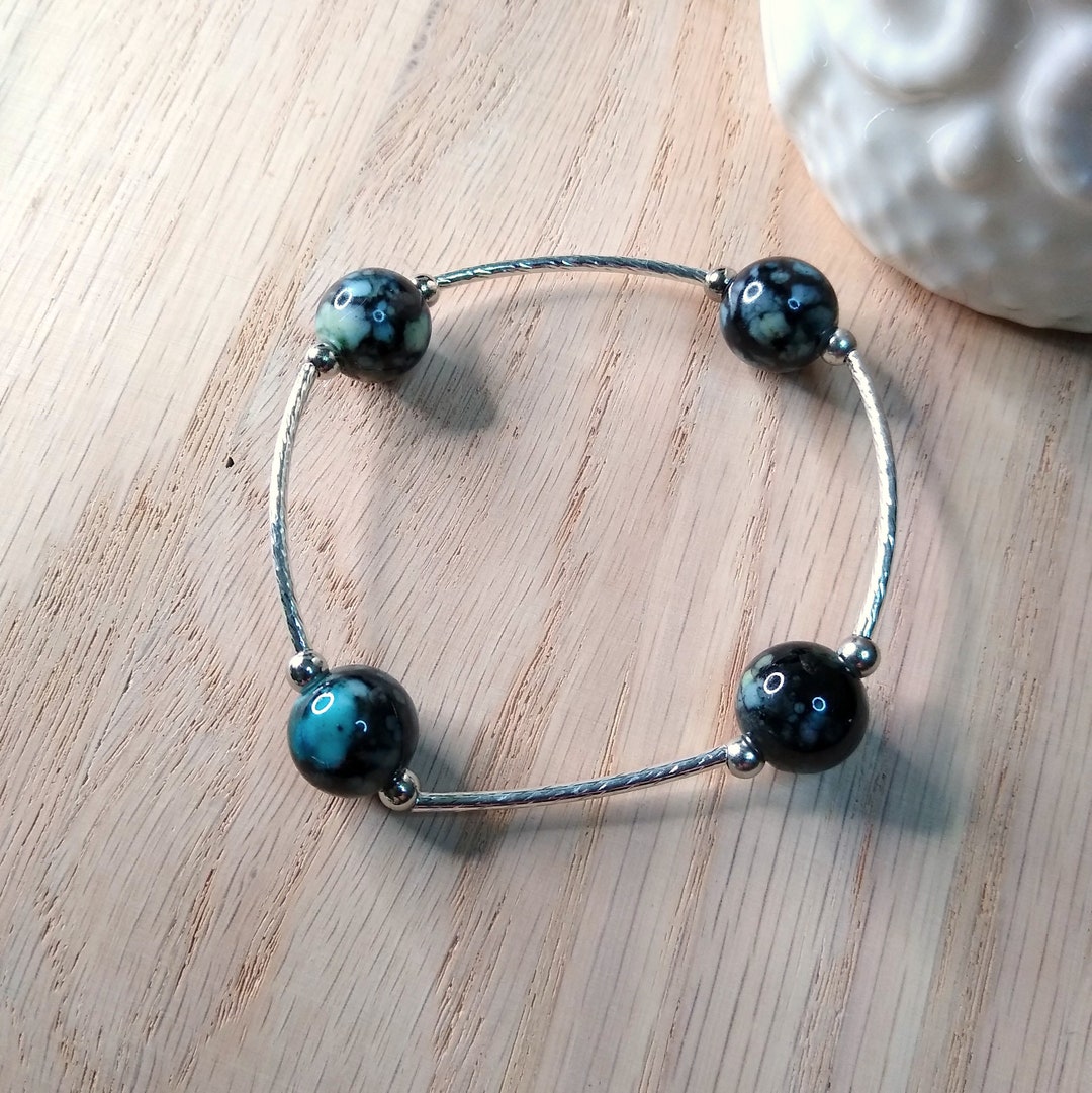Black Marbled Blessing Bracelet. Gratitude, Thanksgiving, Positivity ...