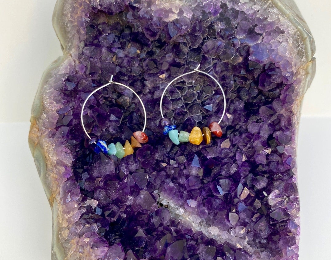 Chakra Healing Hoop Earrings - Etsy