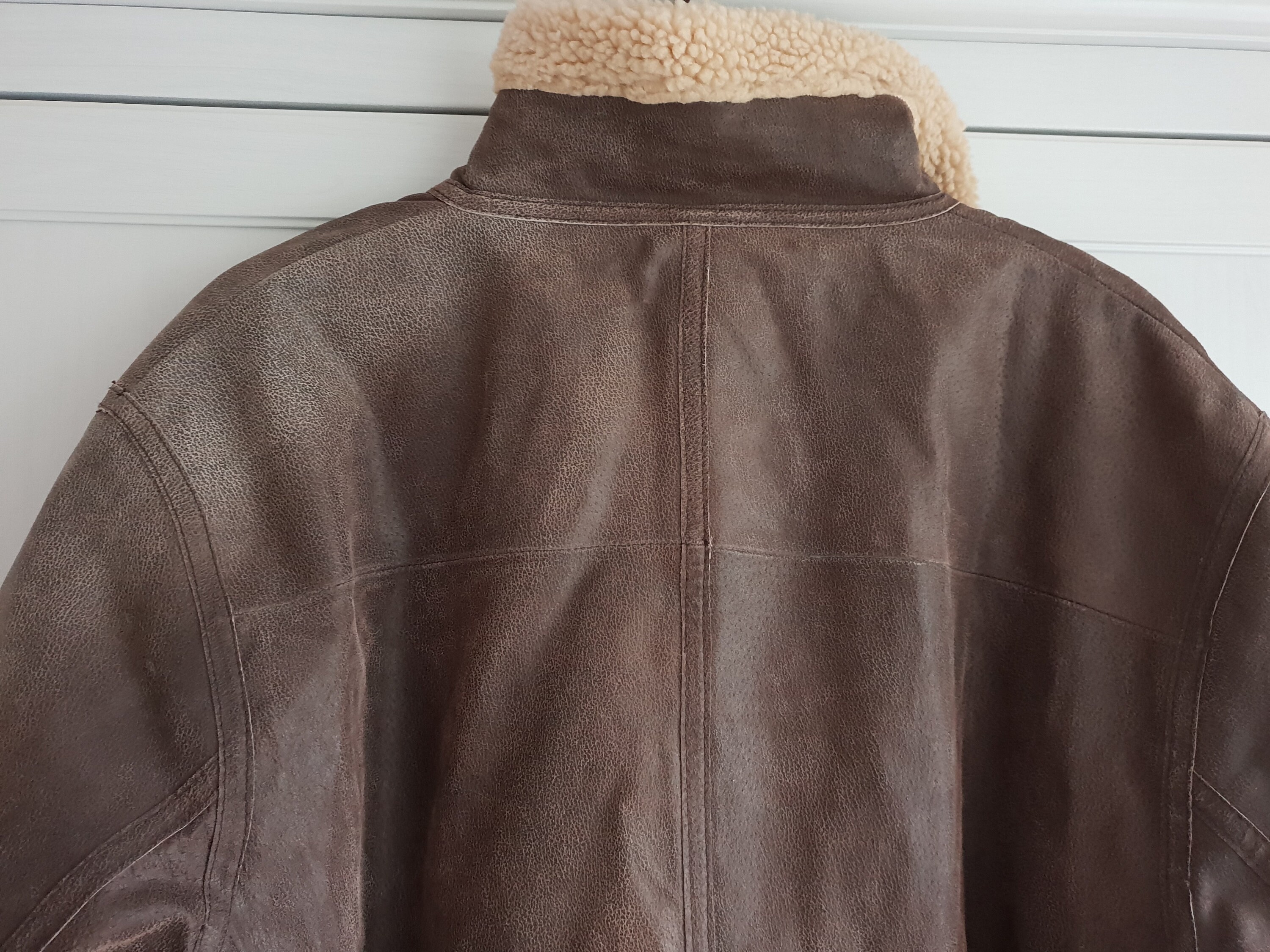 Vintage Aviator Jacket Fur Sherpa Leather Winter Brown Beige - Etsy