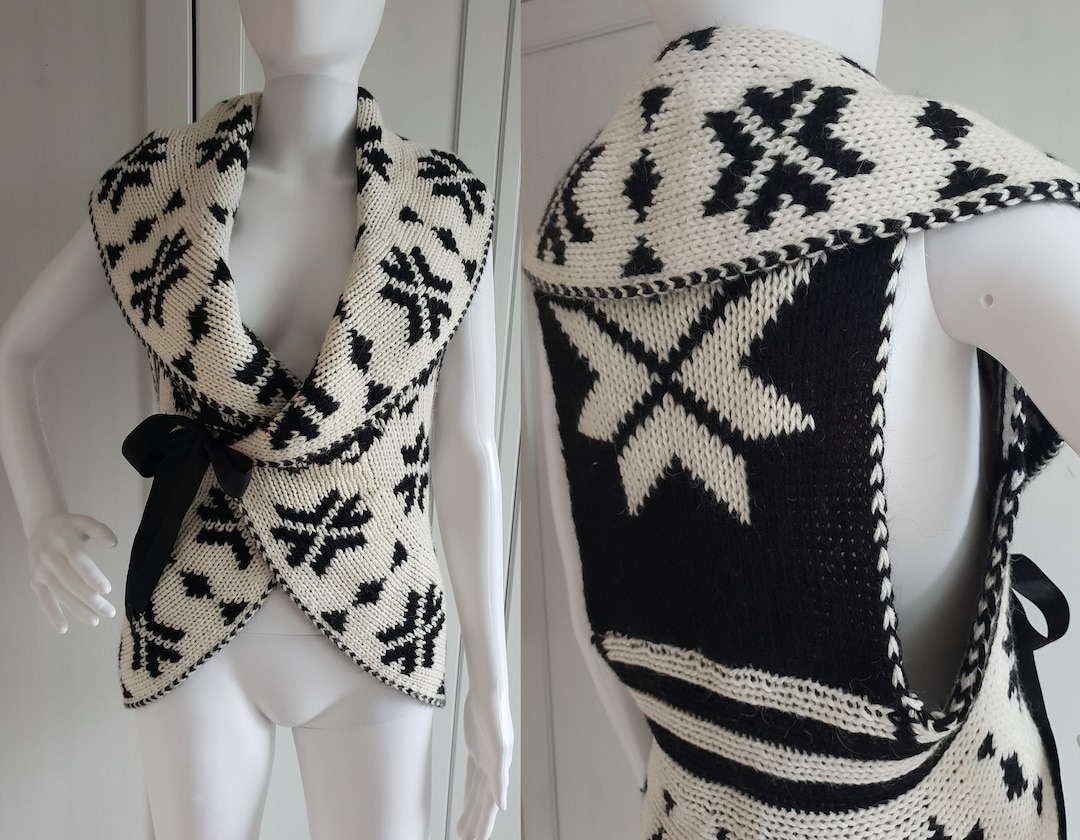 Vintage Handmade Knit Vest Wool Mohair Women Oversize Retro Oldschool ...