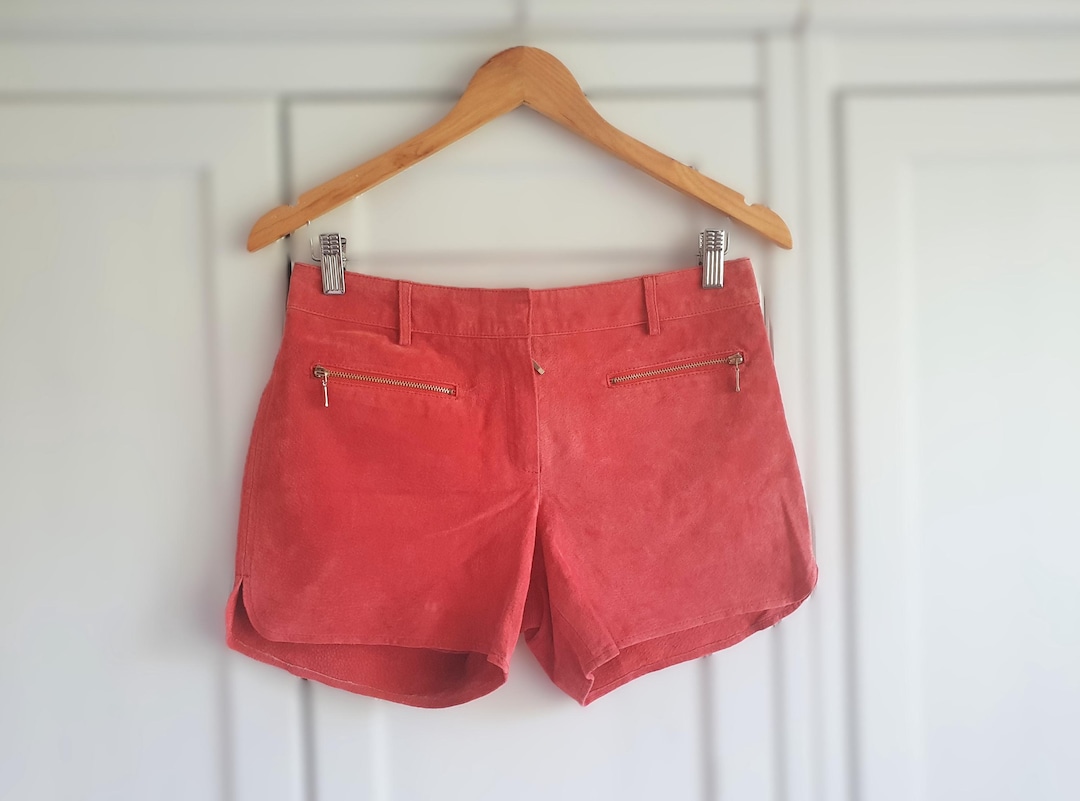 Vintage Suede Leather Shorts / Hippie Boho Mid Rise Raspberry Pink ...