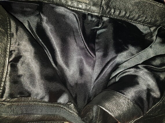 Vintage High Waisted Black Leather Pants Rocker Motor… - Gem