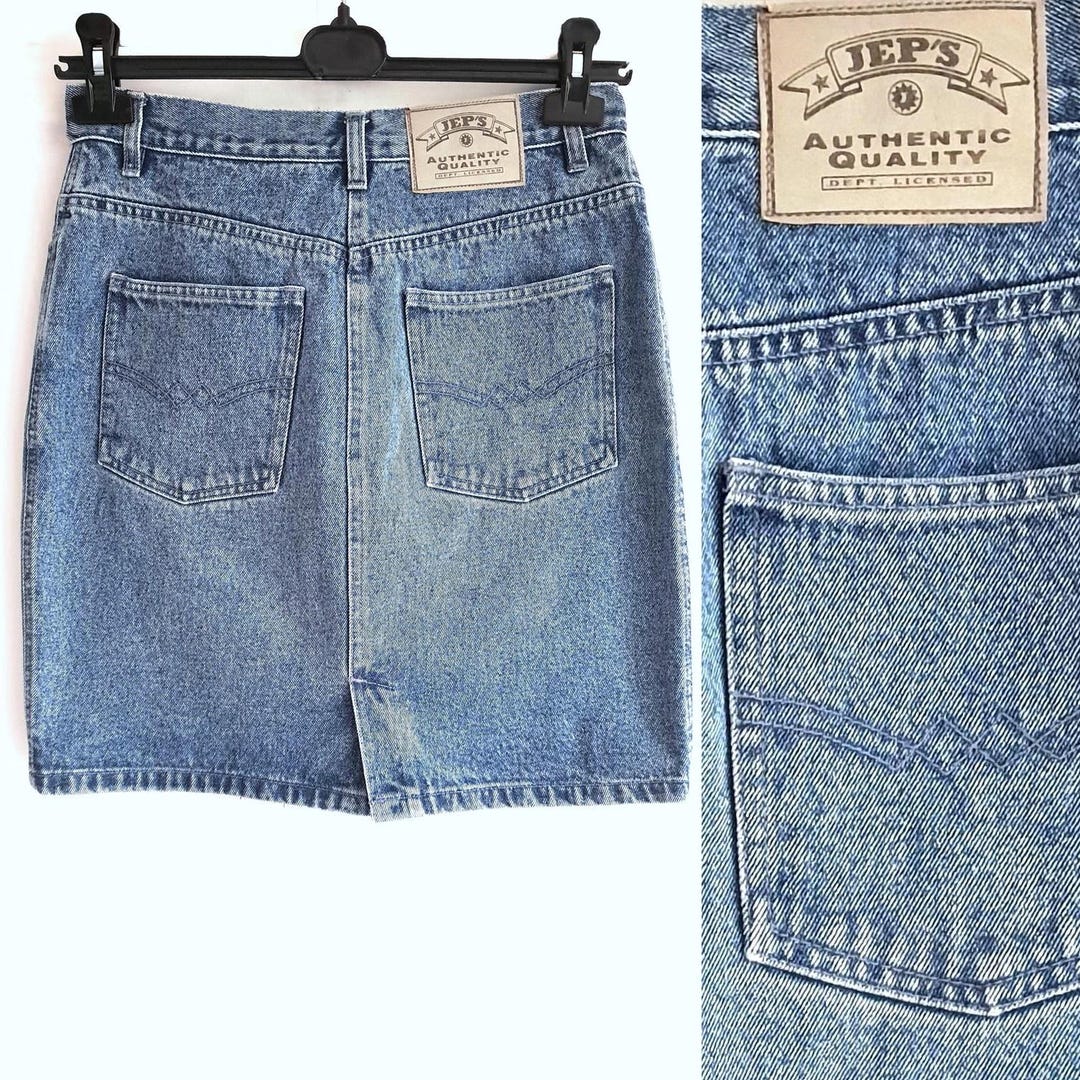 80s JEP'S Jeans Skirt , Acid Wash Blue Denim , High Waist Women Tulip ...