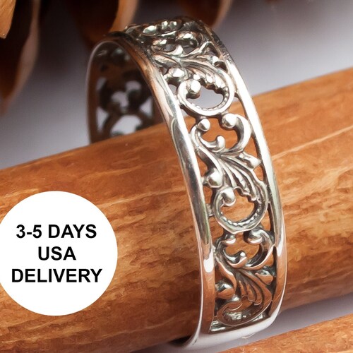 Norwegian Rosemaling Ring 925 Sterling Silver Folk Floral - Etsy